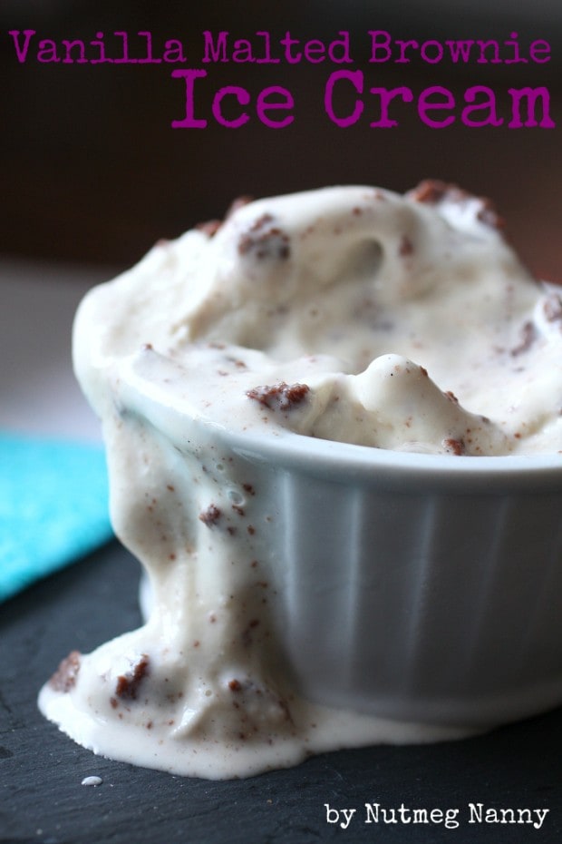 Vanilla Malted Brownie Ice Cream - a flavor packed ice cream treat!