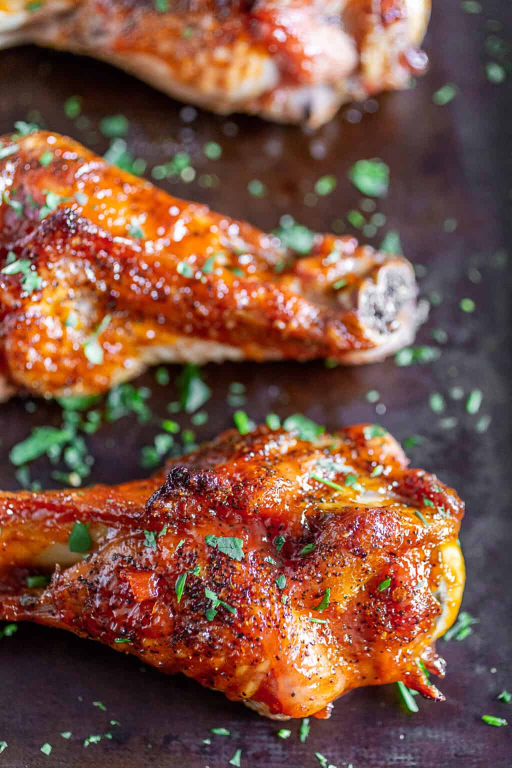 Peach BBQ Grilled Turkey Legs - Nutmeg Nanny