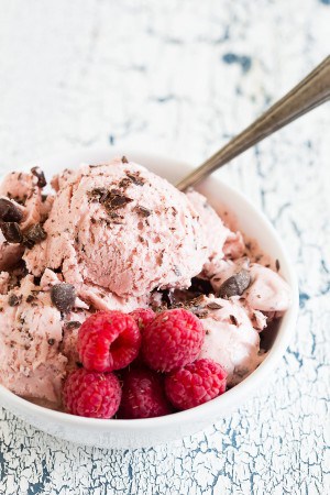 Raspberry Chocolate Chip Ice Cream - Nutmeg Nanny