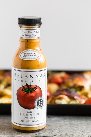 Sheet Pan French Dressing Chicken Thigh Dinner - Nutmeg Nanny