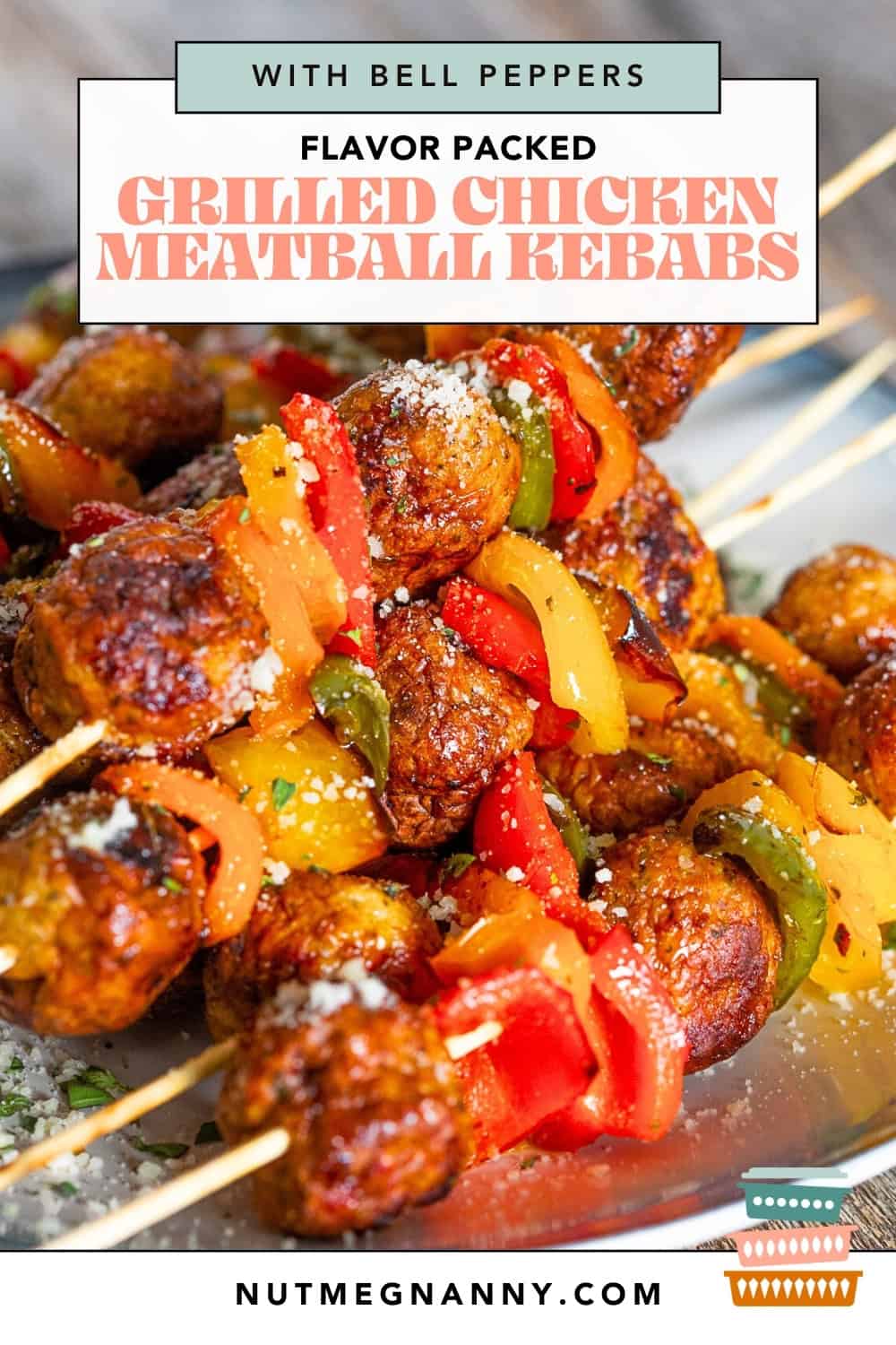 Grilled Chicken Meatball Skewers - Nutmeg Nanny