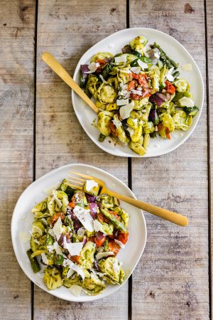 Roasted Vegetable Tortellini Salad - Nutmeg Nanny