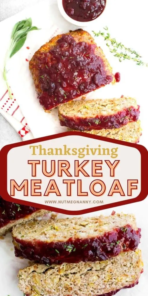 Thanksgiving Turkey Meatloaf - topped with cranberry sauce!