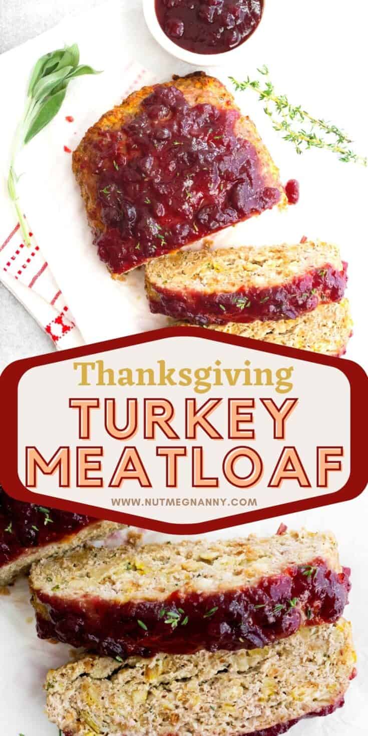 Thanksgiving Turkey Meatloaf - topped with cranberry sauce!