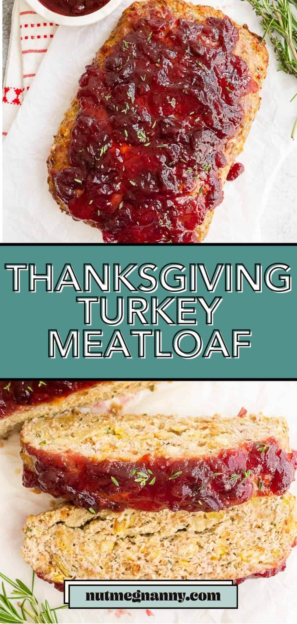 Thanksgiving Turkey Meatloaf - topped with cranberry sauce!