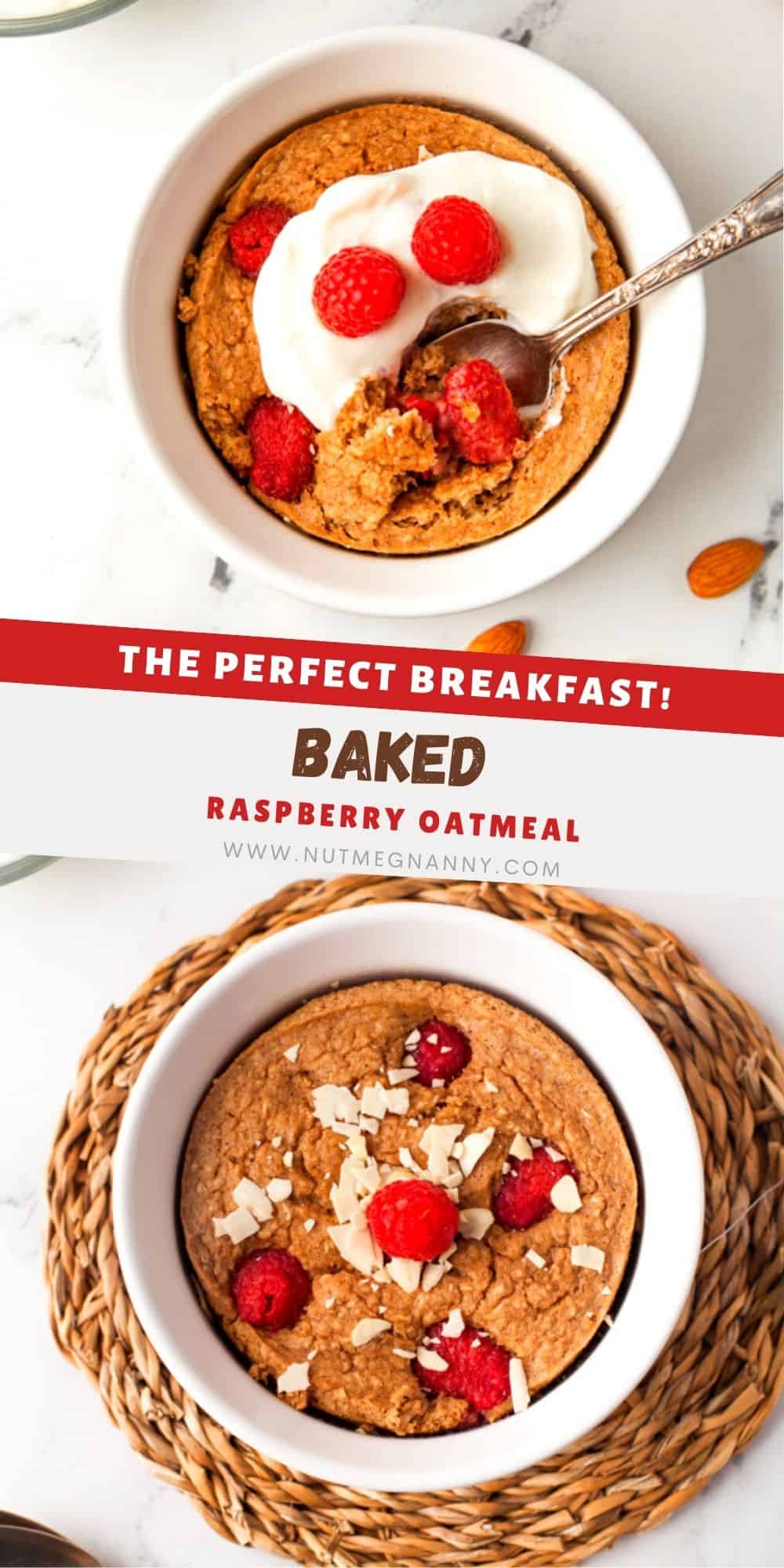 Baked Raspberry Oatmeal - Nutmeg Nanny