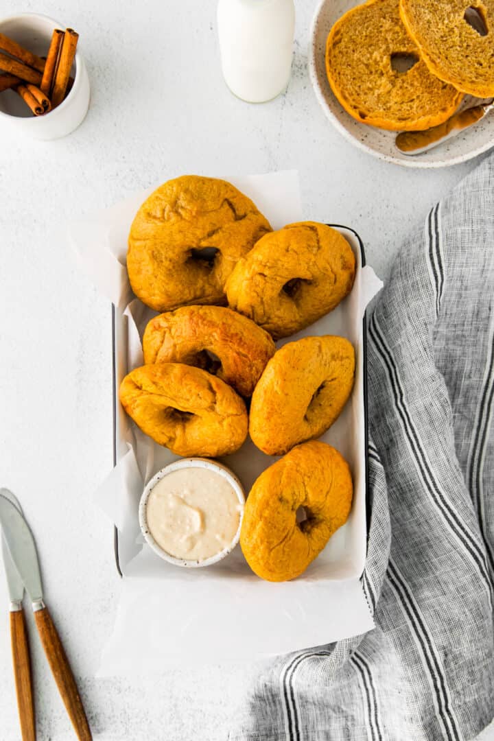 Homemade Pumpkin Bagels - Nutmeg Nanny