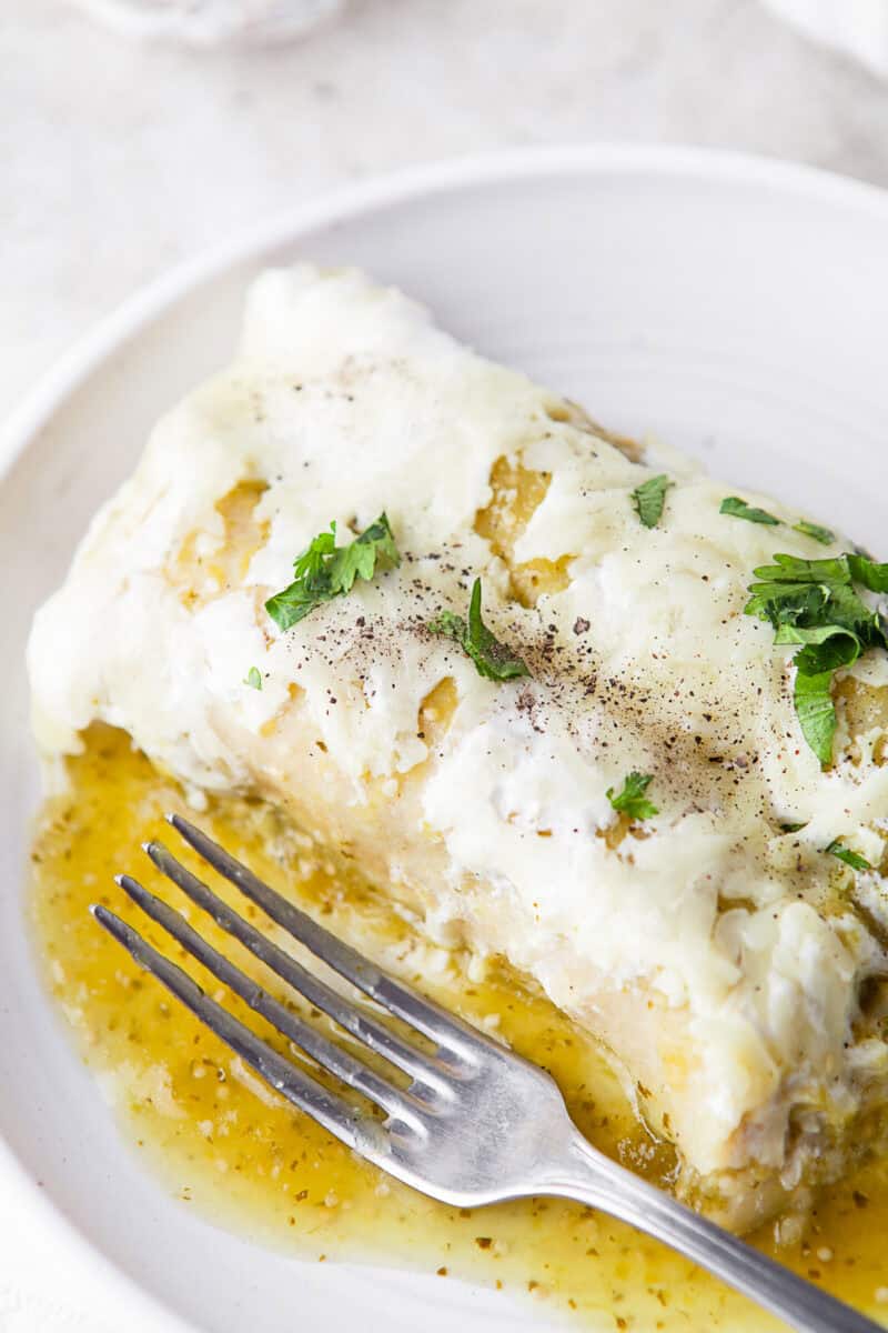 Salsa Verde Chicken Enchiladas - Nutmeg Nanny