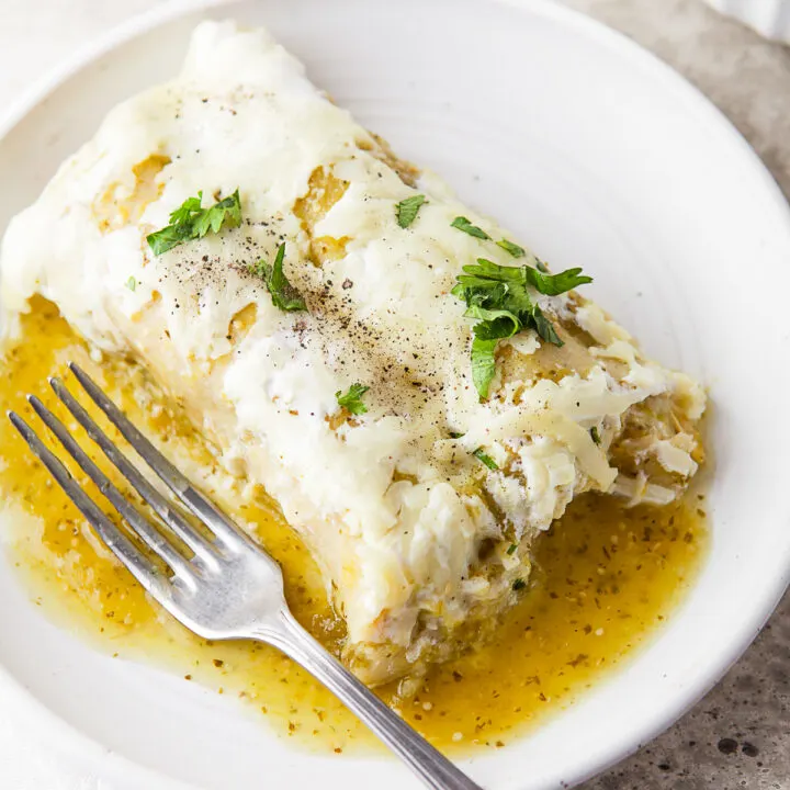 Salsa Verde Chicken Enchiladas - Nutmeg Nanny