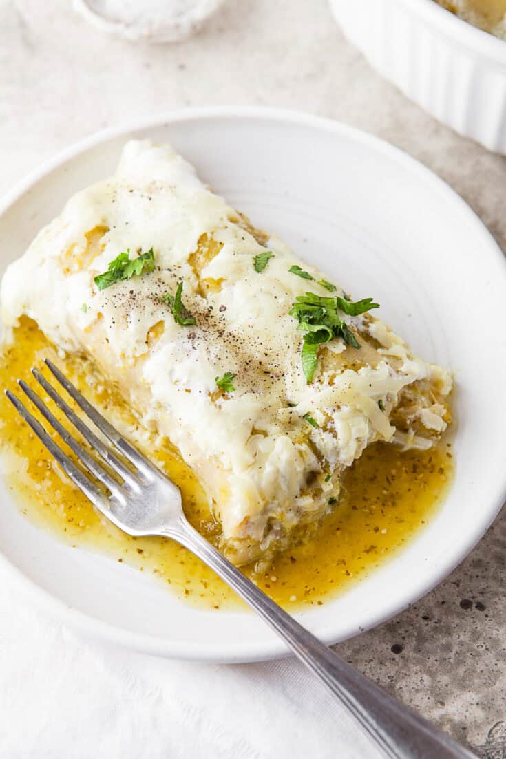 Salsa Verde Chicken Enchiladas - Nutmeg Nanny