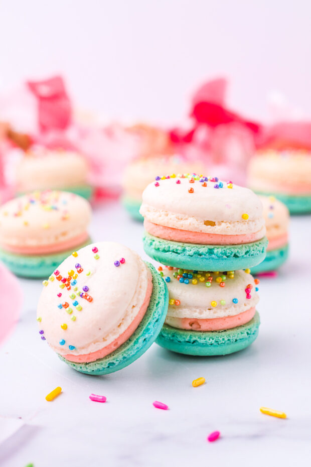 Birthday Cake Macarons - filled with birthday cake buttercream!
