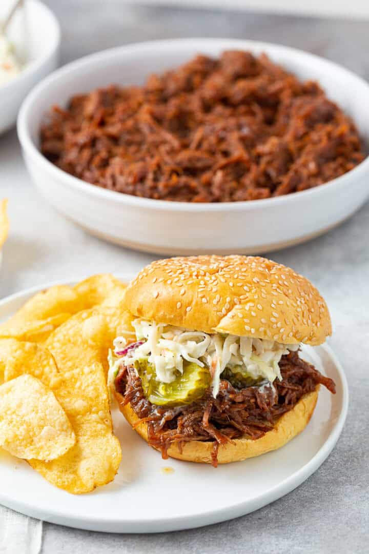 BBQ Shredded Beef (Sandwiches) - Nutmeg Nanny